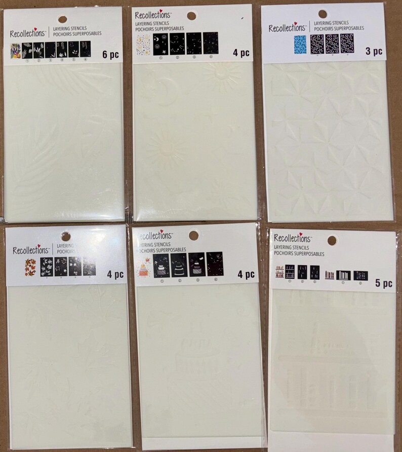 Recollections 26 Layering Stencils Prints Themes 4”x6” Papercraft Mix ...