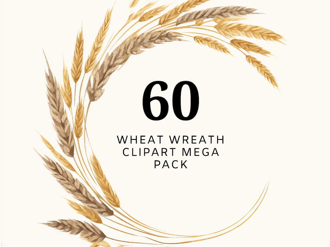 60 Wheat Wreath Clipart MEGA PACK | Golden Wheat | Fall Wreath PNG ...