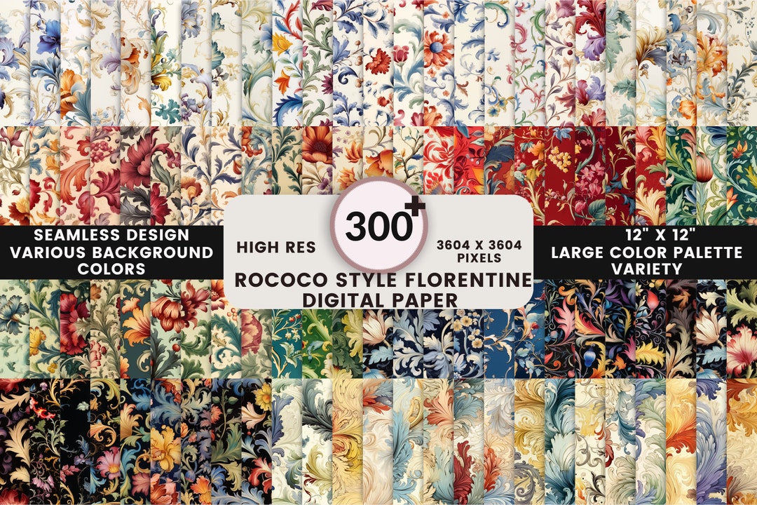Printable Florentine, Digital Paper Decoupage, Rococo Digital Paper ...