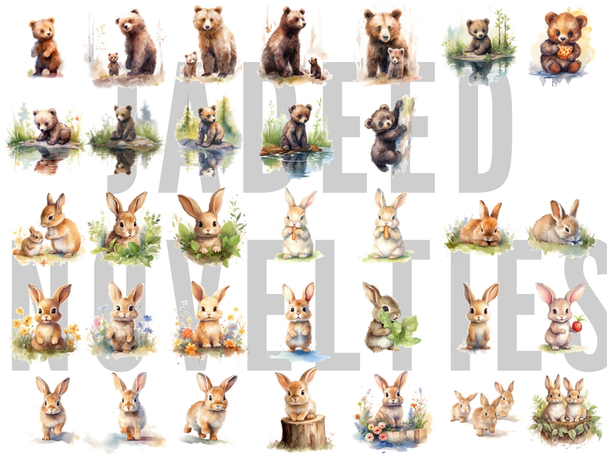 300 Woodland Animals Clipart Watercolor Transparent Pngs - Etsy