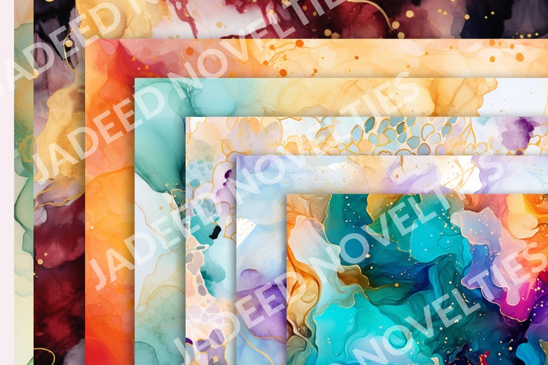 Alcohol Ink Digital Paper | Rainbow Colors Gradient| Water Colour ...