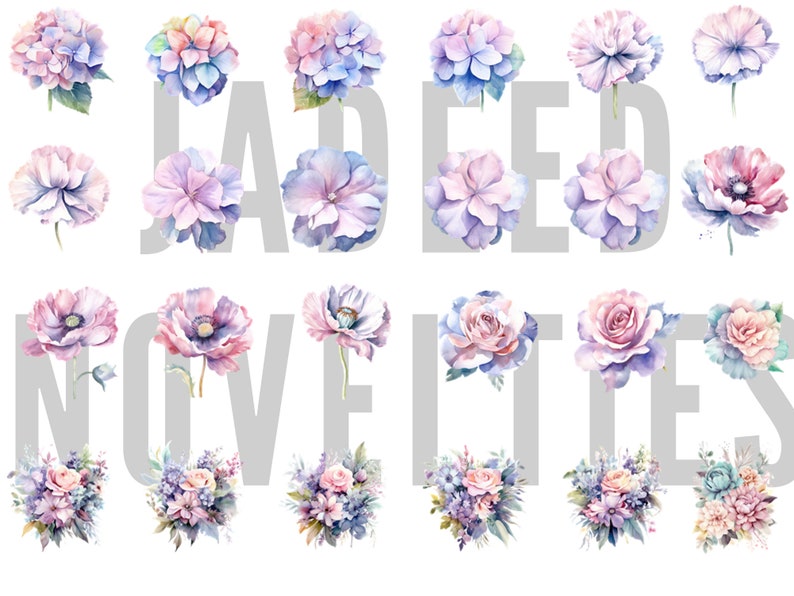 Pink Pastel Floral Clipart Pastel Florals Watercolor - Etsy