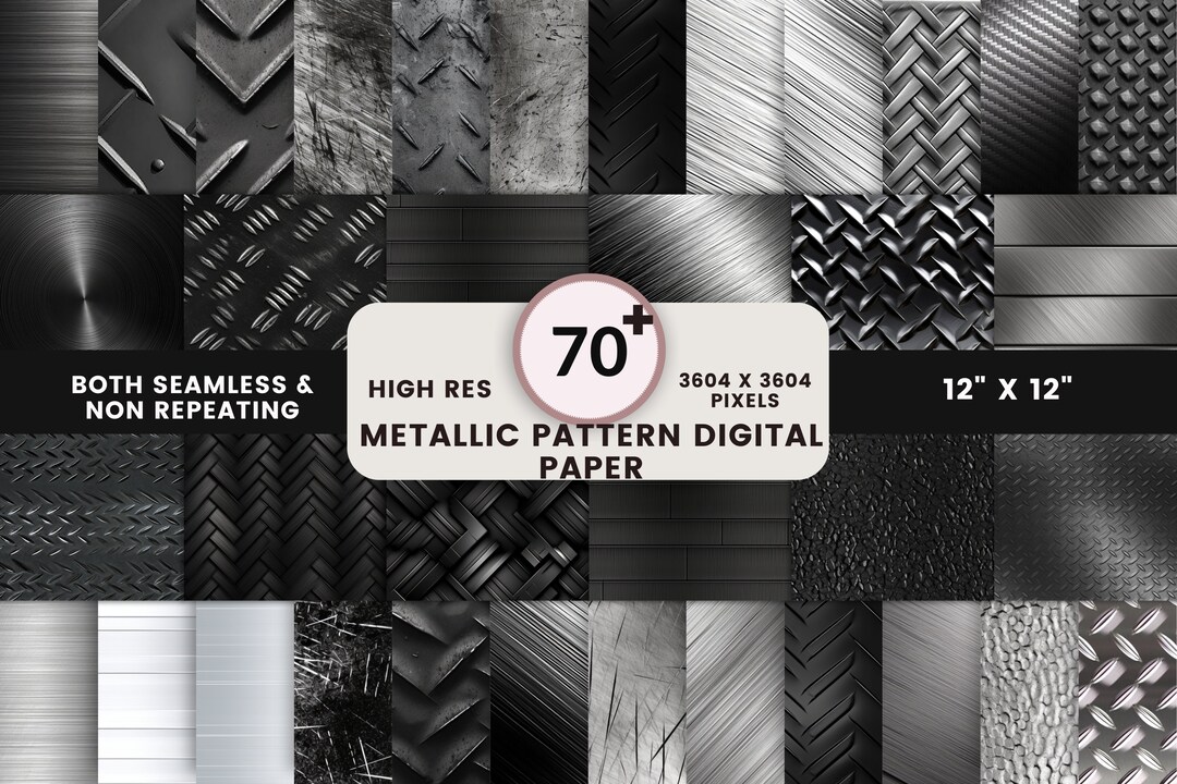 Black Metallics Digital Paper | Brushed Metal | Grey Black Digital ...