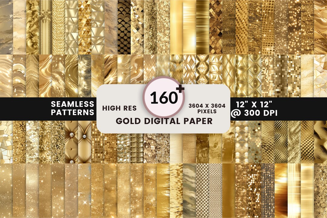 Gold Digital Paper, Seamless Gold Textures, Gold Glitter Backgrounds ...