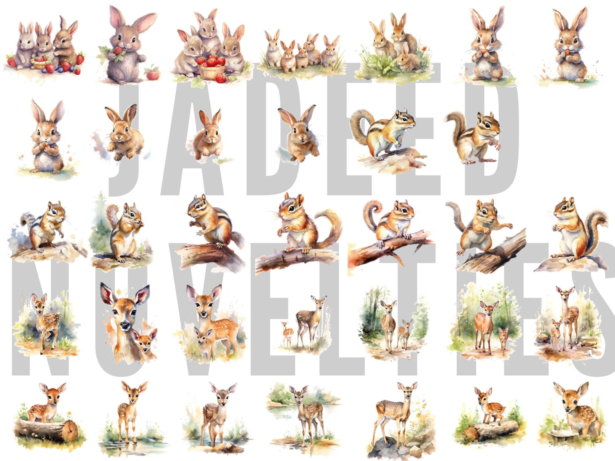 300 Woodland Animals Clipart Watercolor Transparent Pngs - Etsy