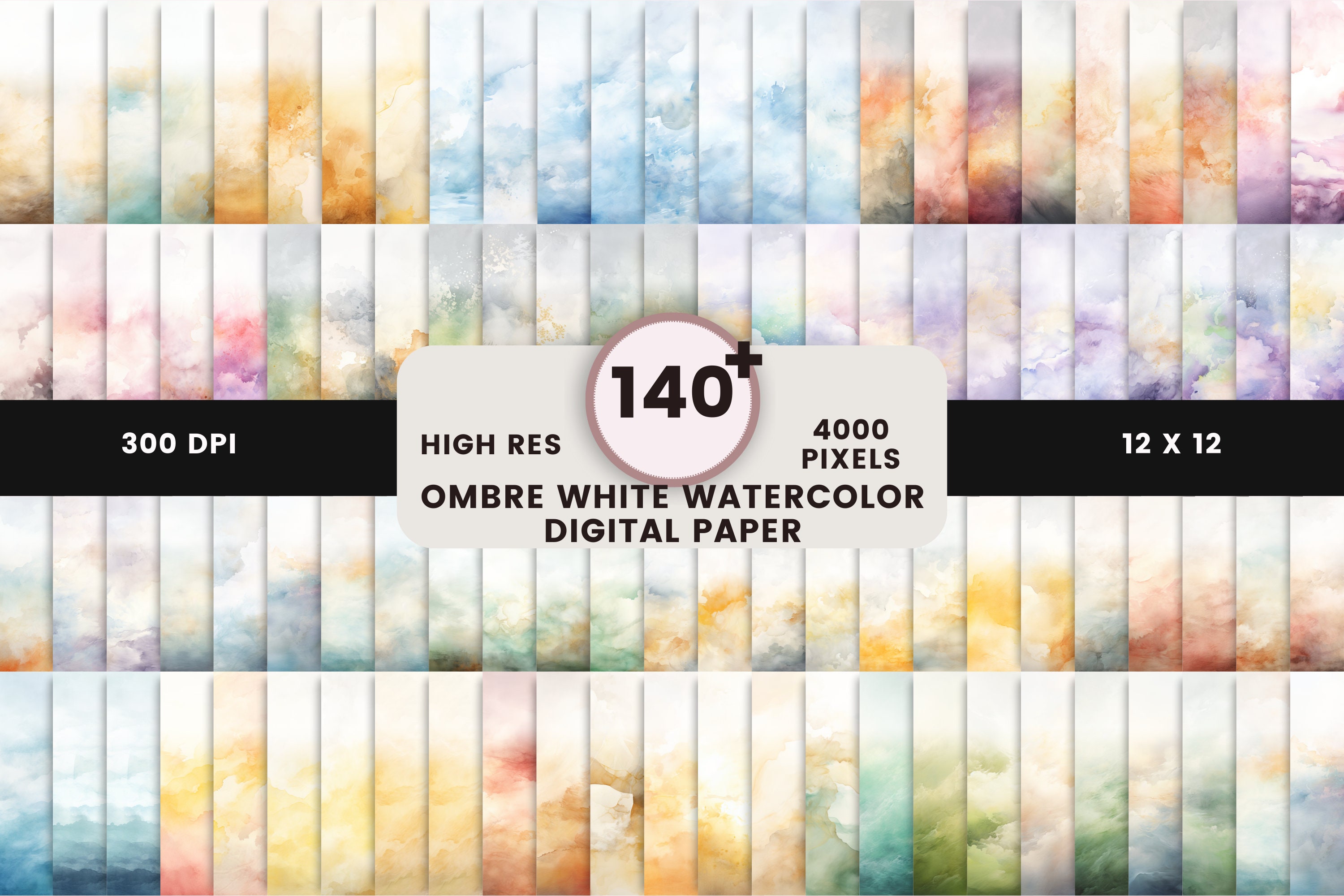 Ombre Watercolor Digital Paper | Rainbow Colors Gradient| Water Colour ...