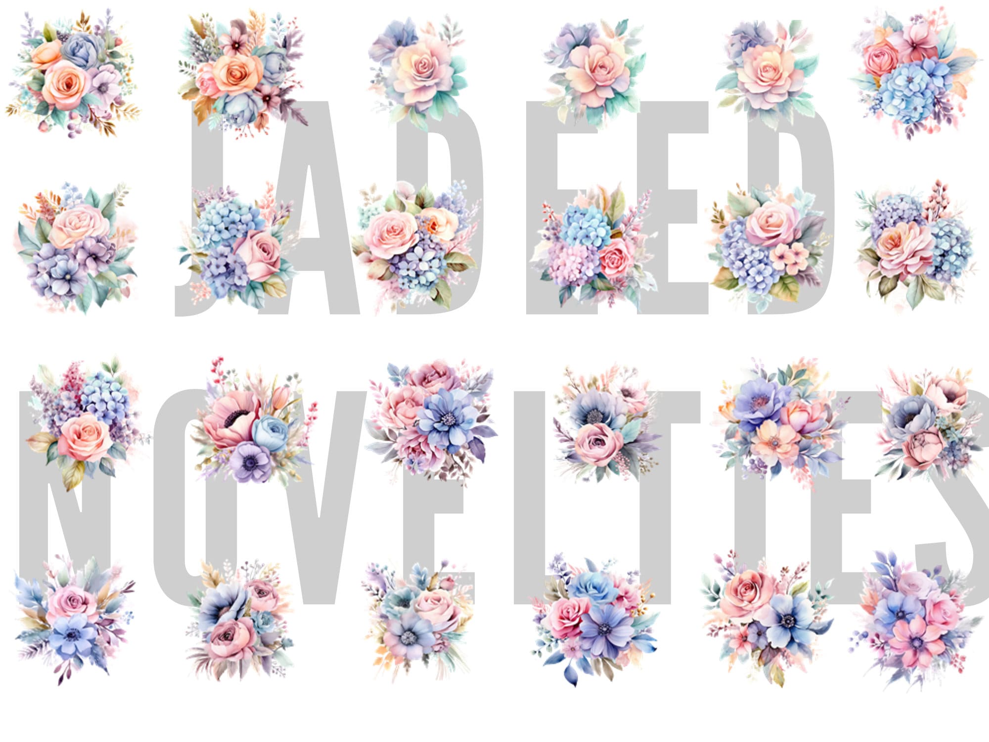 Pink Pastel Floral Clipart Pastel Florals Watercolor - Etsy