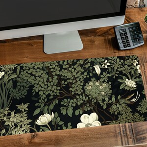 Botanical Green Desk Mat, Floral Desk Mat, Vintage Cottagecore Desk Mat ...