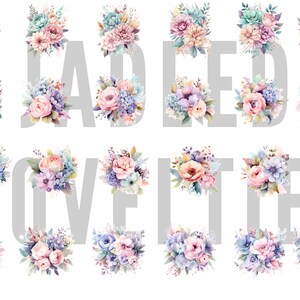 Pink Pastel Floral Clipart Pastel Florals Watercolor Floral Wildflowers ...