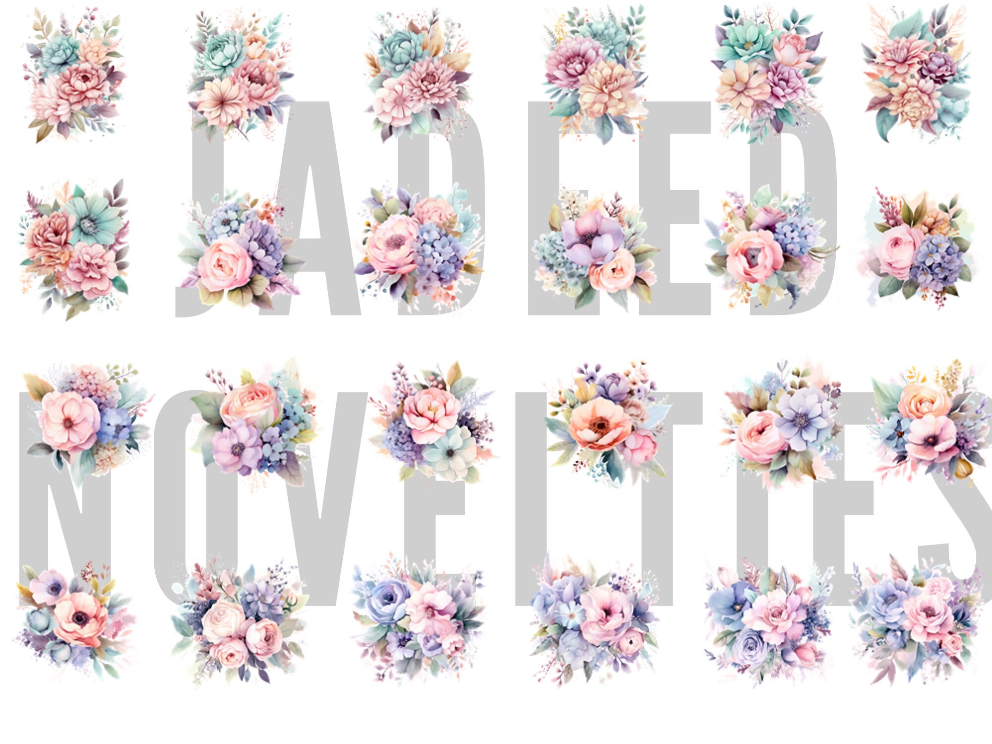 Pink Pastel Floral Clipart Pastel Florals Watercolor - Etsy