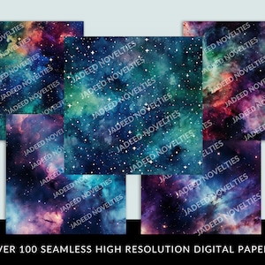140 Galaxy Watercolor Digital Paper| Seamless Pattern, Stardust ...