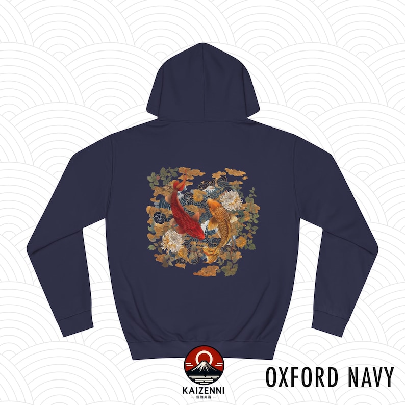Vintage Japanese Koi Fish Hoodie Trendy Streetwear Sweatshirt, Cozy ...
