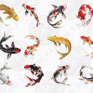 Japanese Koi Fish Clip Art Collection Koi Fish Vector PNG Ornamental ...