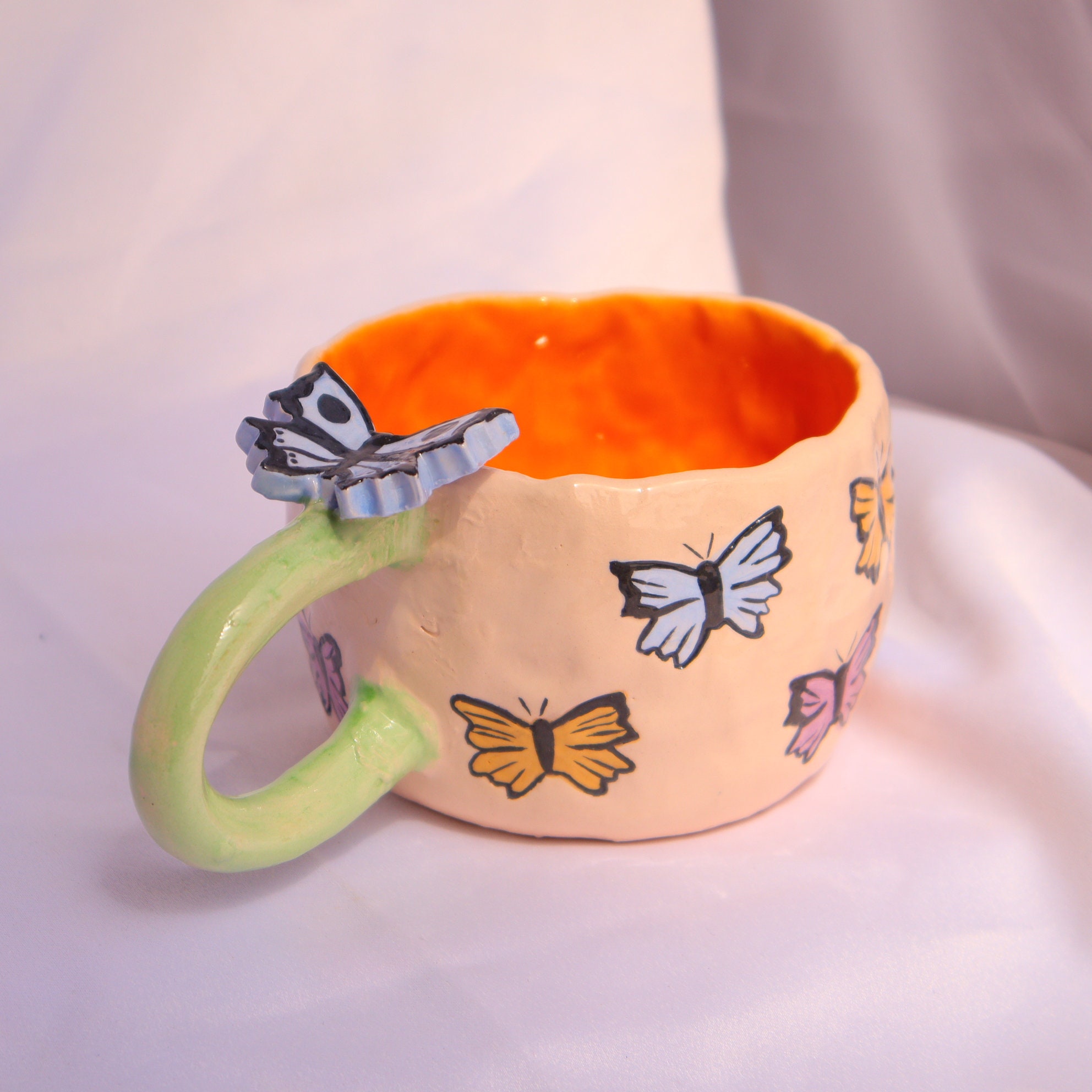 Elegant Butterfly Pattern Handmade Ceramic Mug Custom Design 200ml - Etsy