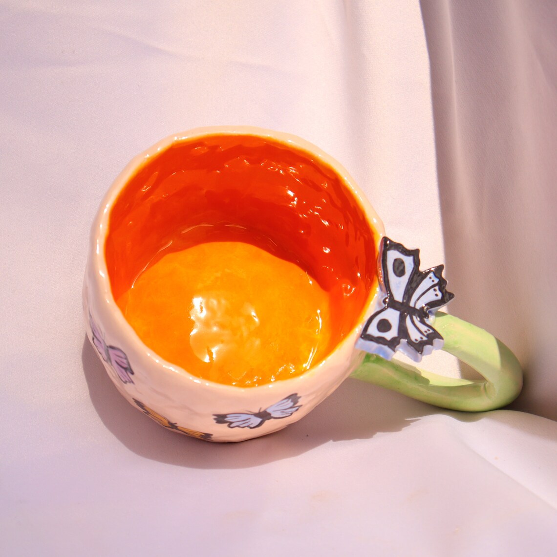 Elegant Butterfly Pattern Handmade Ceramic Mug Custom Design 200ml - Etsy