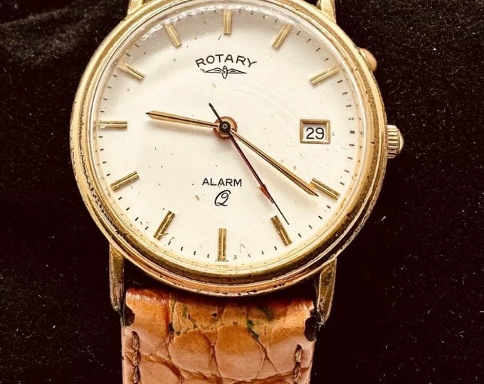 Vintage Rotary Alarm Watch 4327 SR626SW. 32 Mm Dial. Inox Croco Grain ...