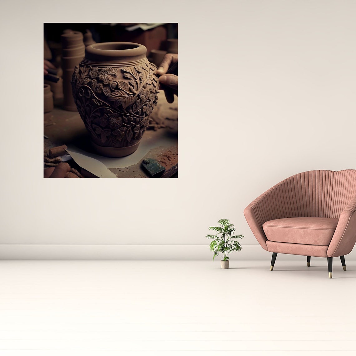 Clay Pottery Art Print, Hand Designed Clay Pot, Digital Download ...