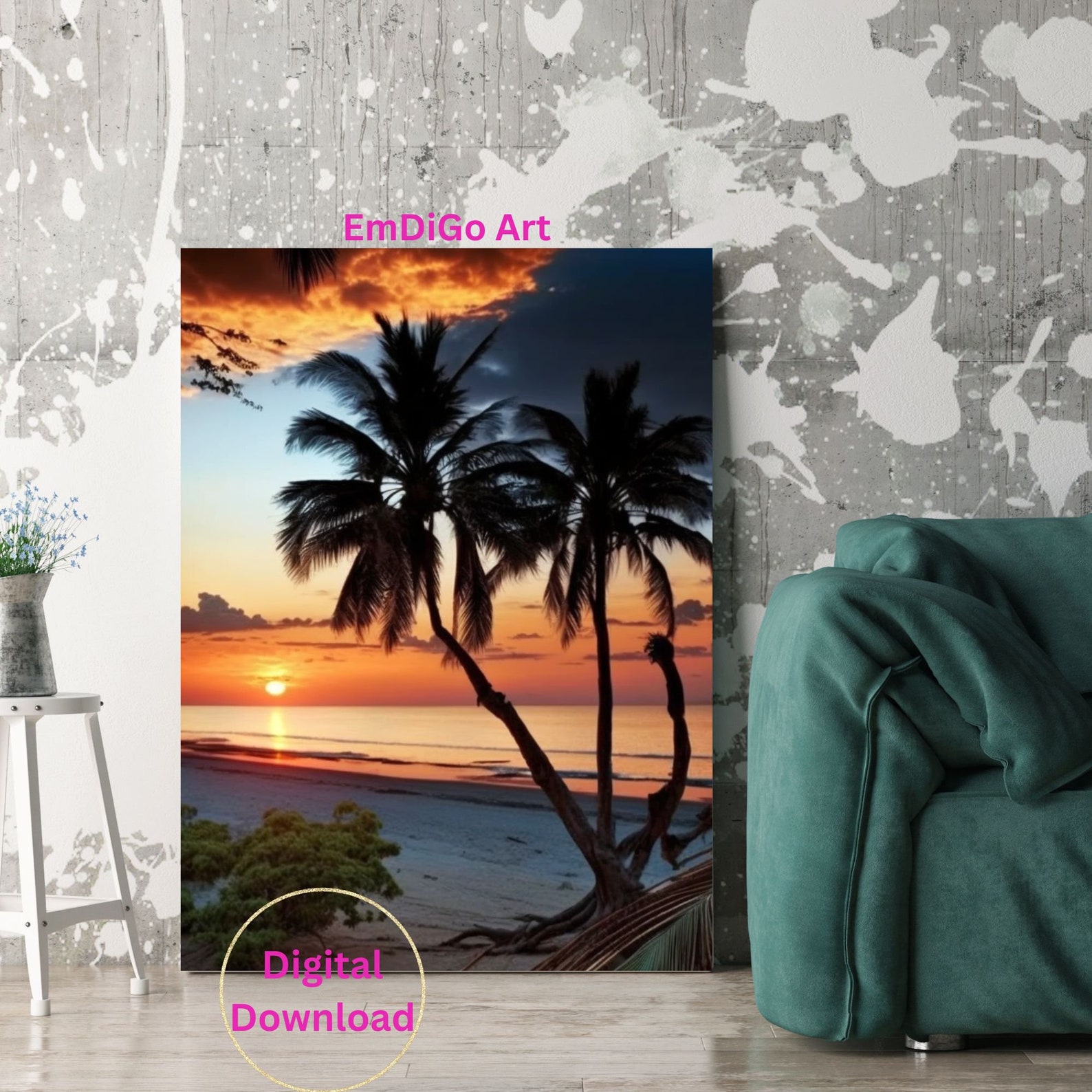 Coastal Landscape Artwork, Mombasa Beach Illustration, Tropical Sunset ...