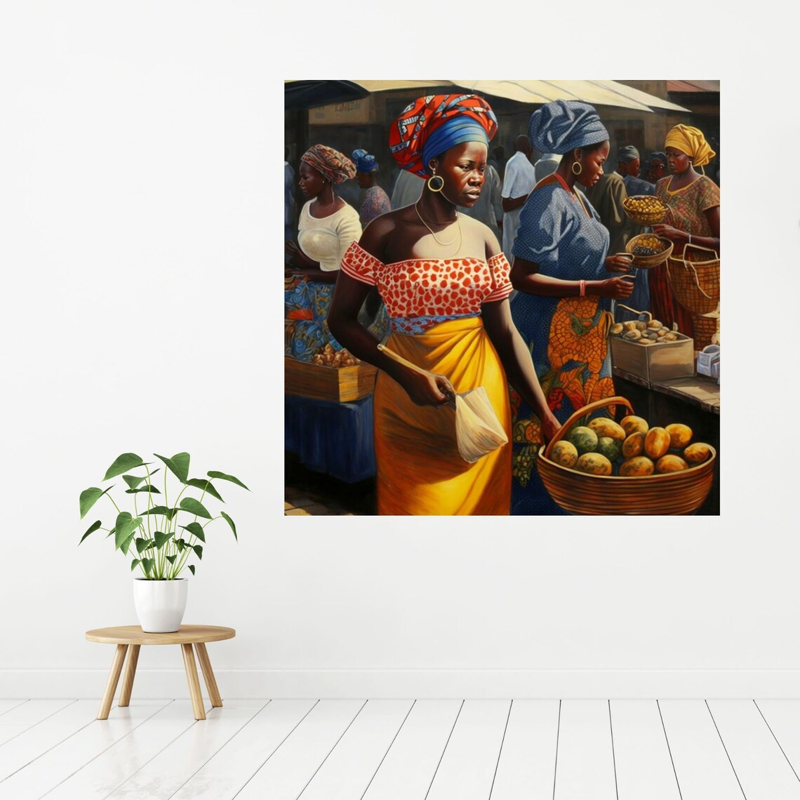 African Women Print, Kitenge Art, African Marketplace Scene, African ...