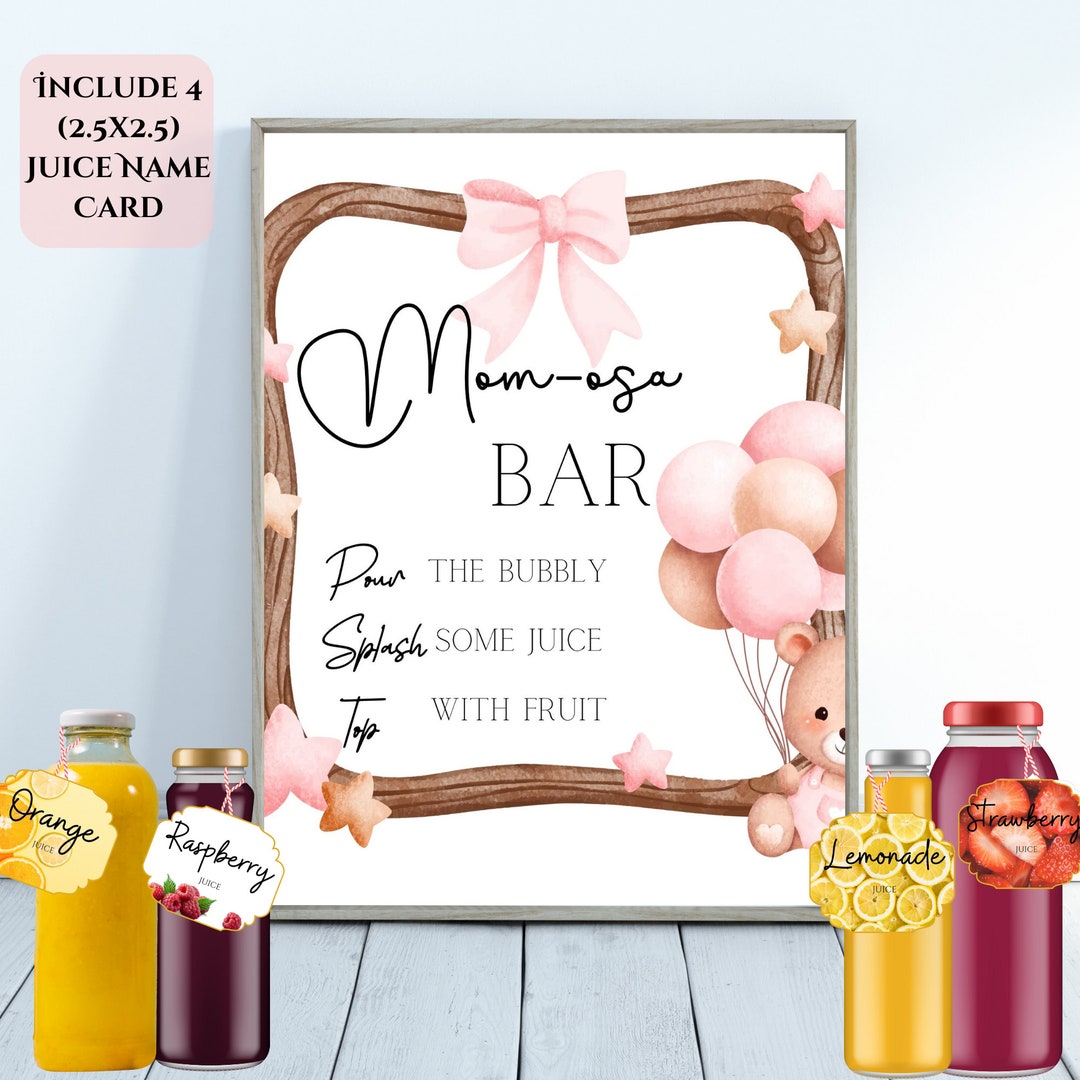 Momosa Bar Sign & Juice Tag,minimalist Baby Shower Mimosa Sign,mimosa ...