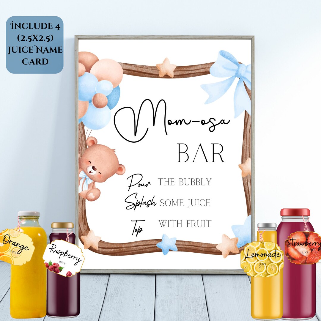 Momosa Bar Sign & Juice Tag, Minimalist Baby Shower Mimosa Sign,mimosa ...