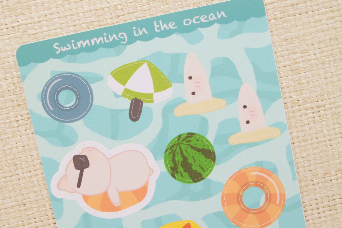 Swimming in the Ocean Stationary Set, Sticker Sheet, Memo Pad, Post ...