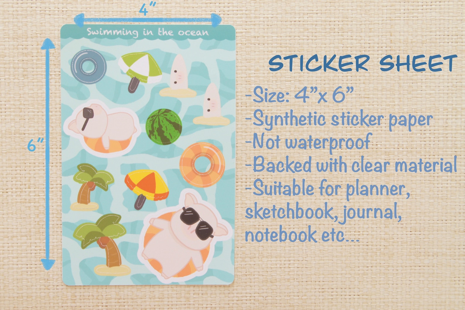 Swimming in the Ocean Stationary Set, Sticker Sheet, Memo Pad, Post ...