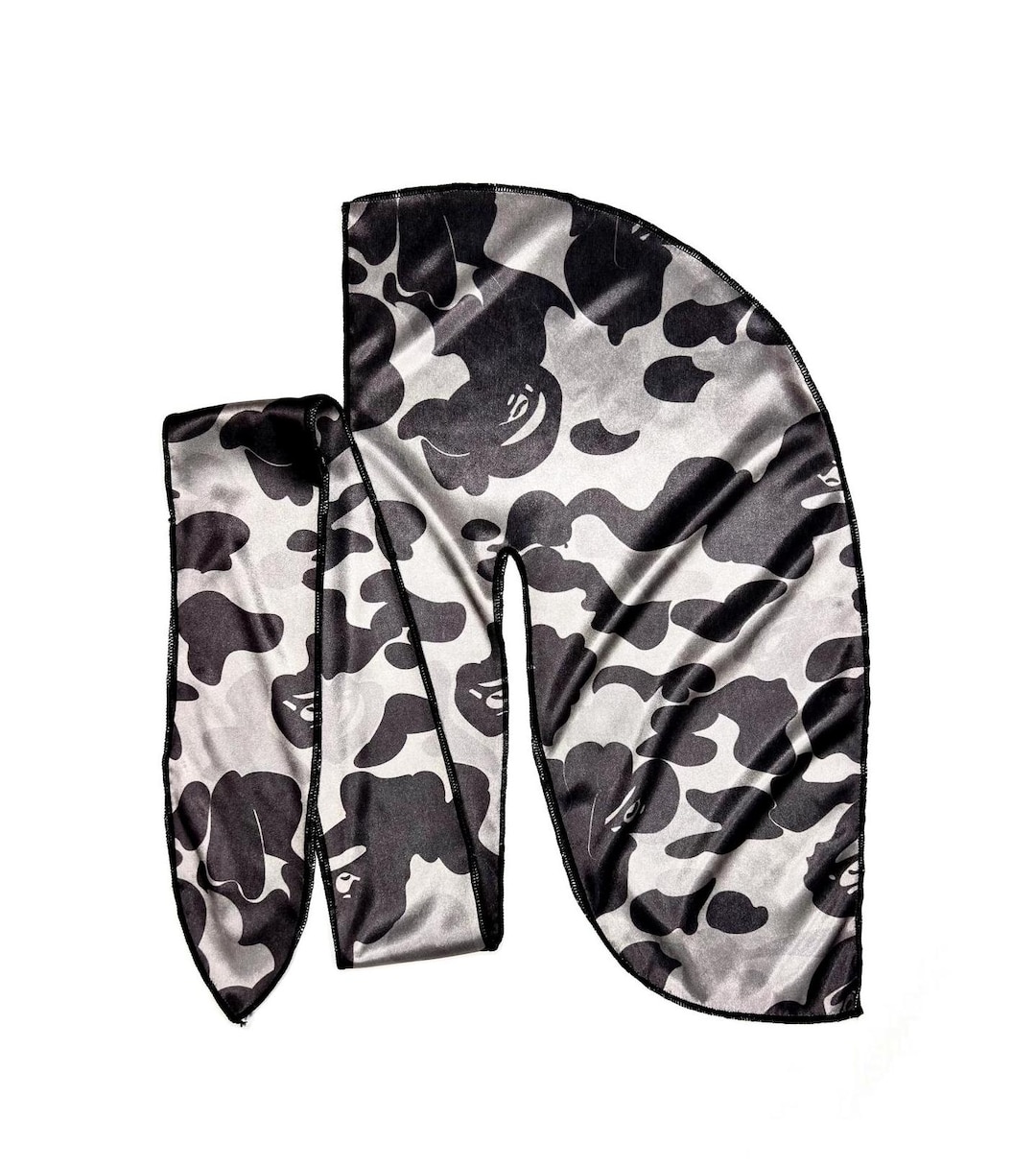 Gray Camo Durag | Unisex | Protects Hair From Damage | Prevents Dry ...