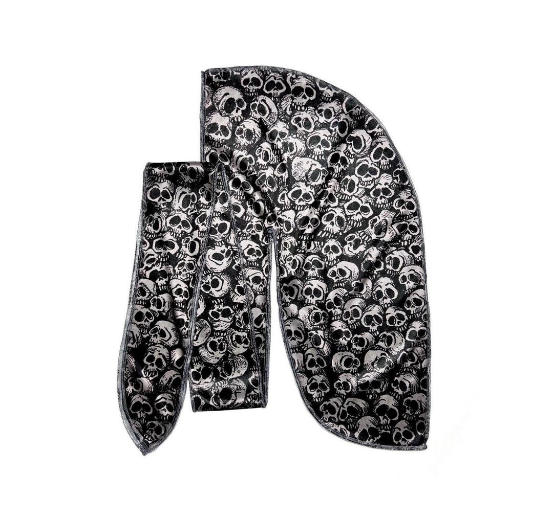 Gray Skull Durag | Unisex | Protects Hair From Damage | Prevents Dry ...