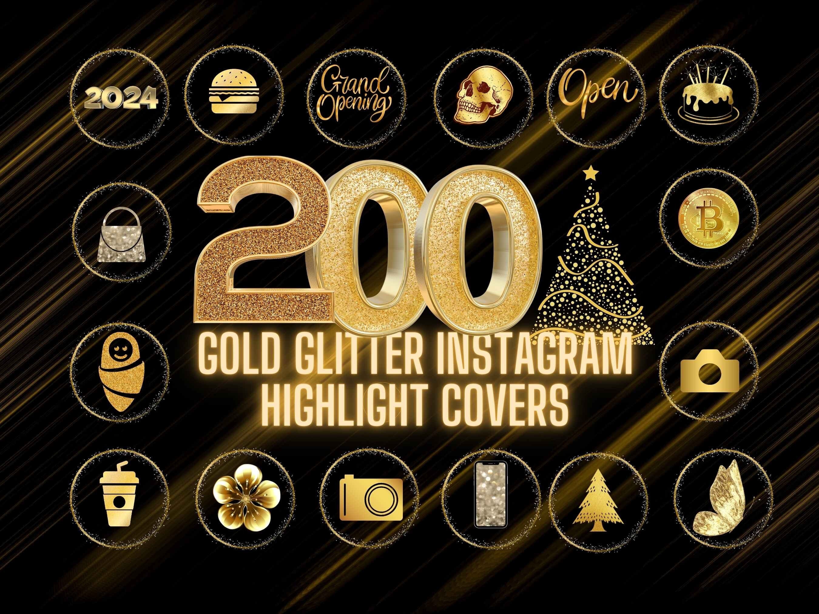 Black and Gold Instagram Highlight Covers -golden Shimmer Glitter IG ...