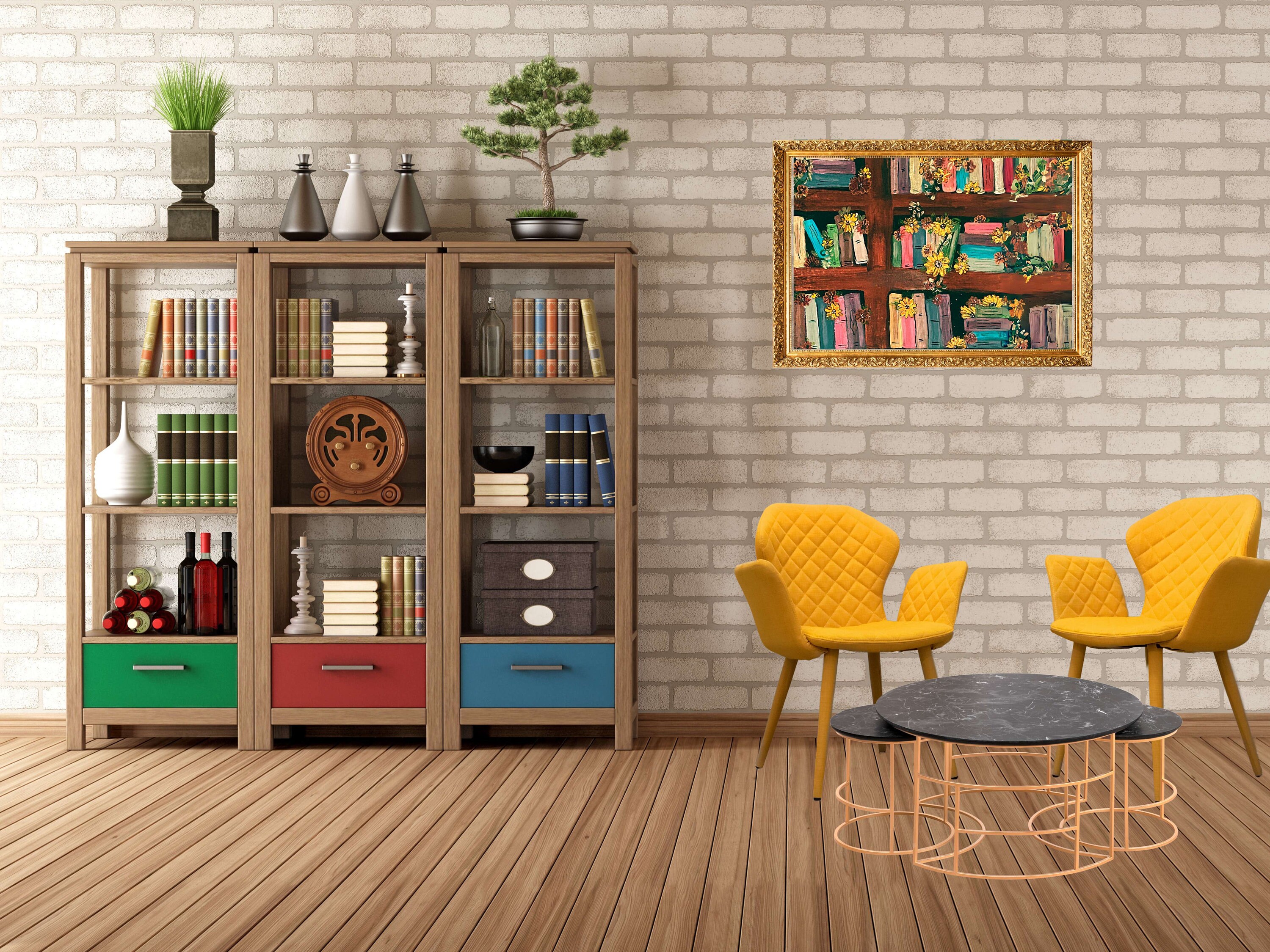 Bookshelf Painting Print Prefect Art for Library Painting/bookshelf ...