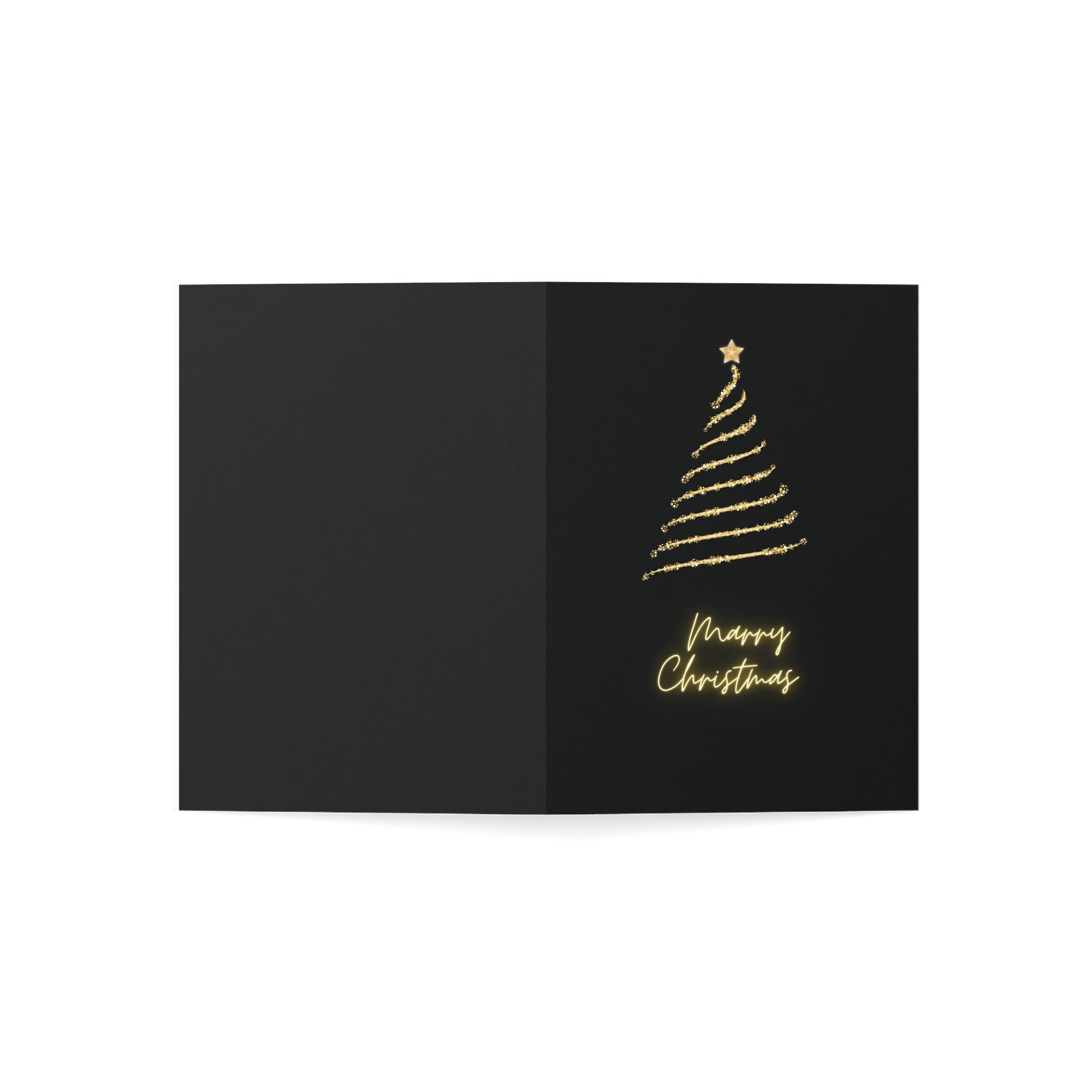 Simple Elegant Black and Gold Christmas Tree Card Golden Christmas Tree ...