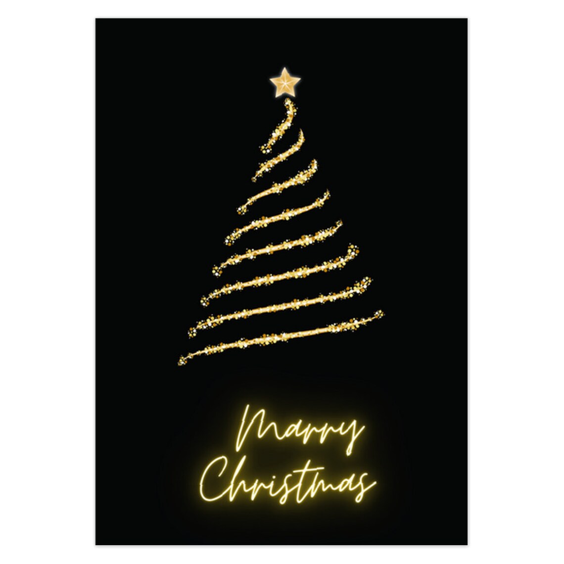 Simple Elegant Black and Gold Christmas Tree Card Golden Christmas Tree ...