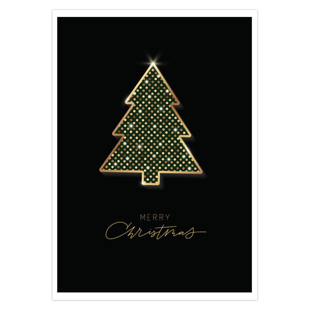 Elegant Black and Gold Christmas Tree Card Golden Christmas Tree ...