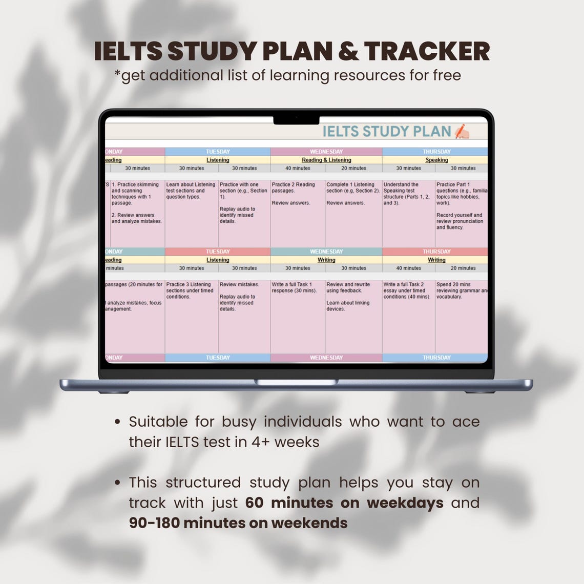 BUNDLE IELTS Study Planner : Study Tracker and 1000 Vocabulary List ...