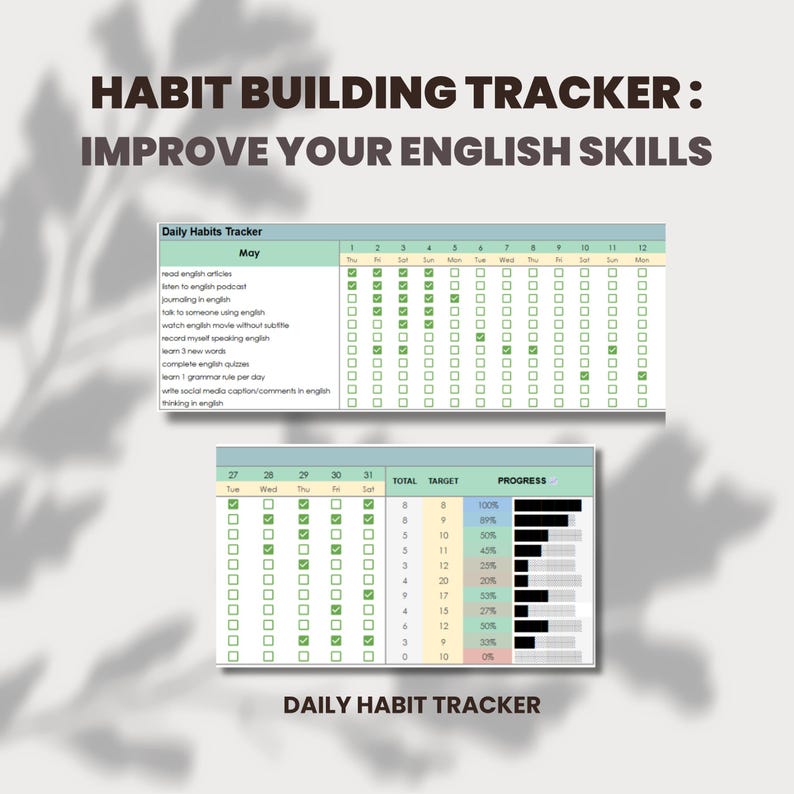 English Learning Habit Tracker: Vocabulary Builder (digital Download ...