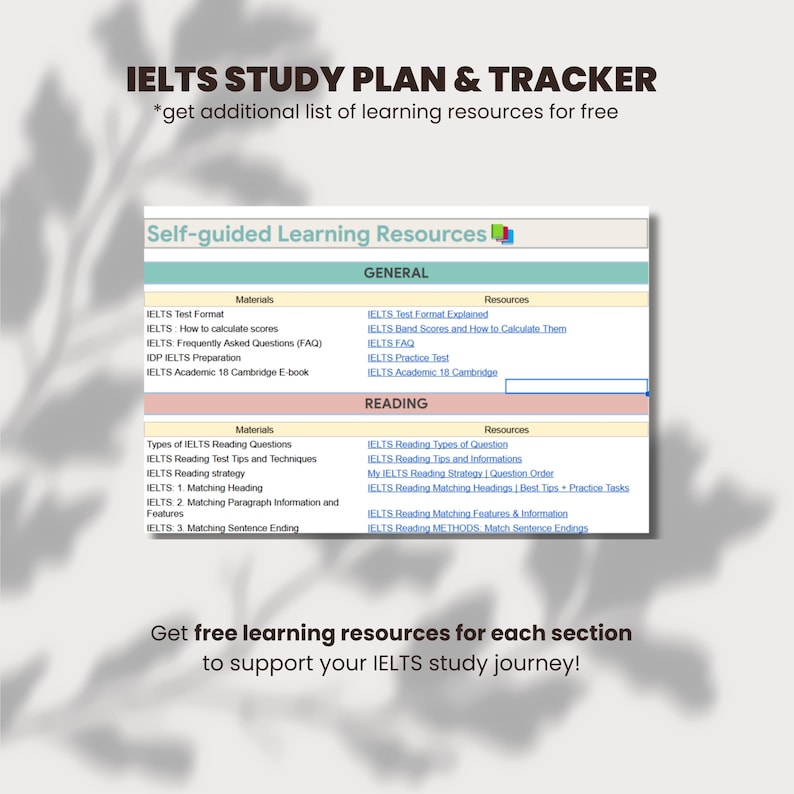 IELTS Study Planner & Tracker: English Exam Preparation (spreadsheet ...
