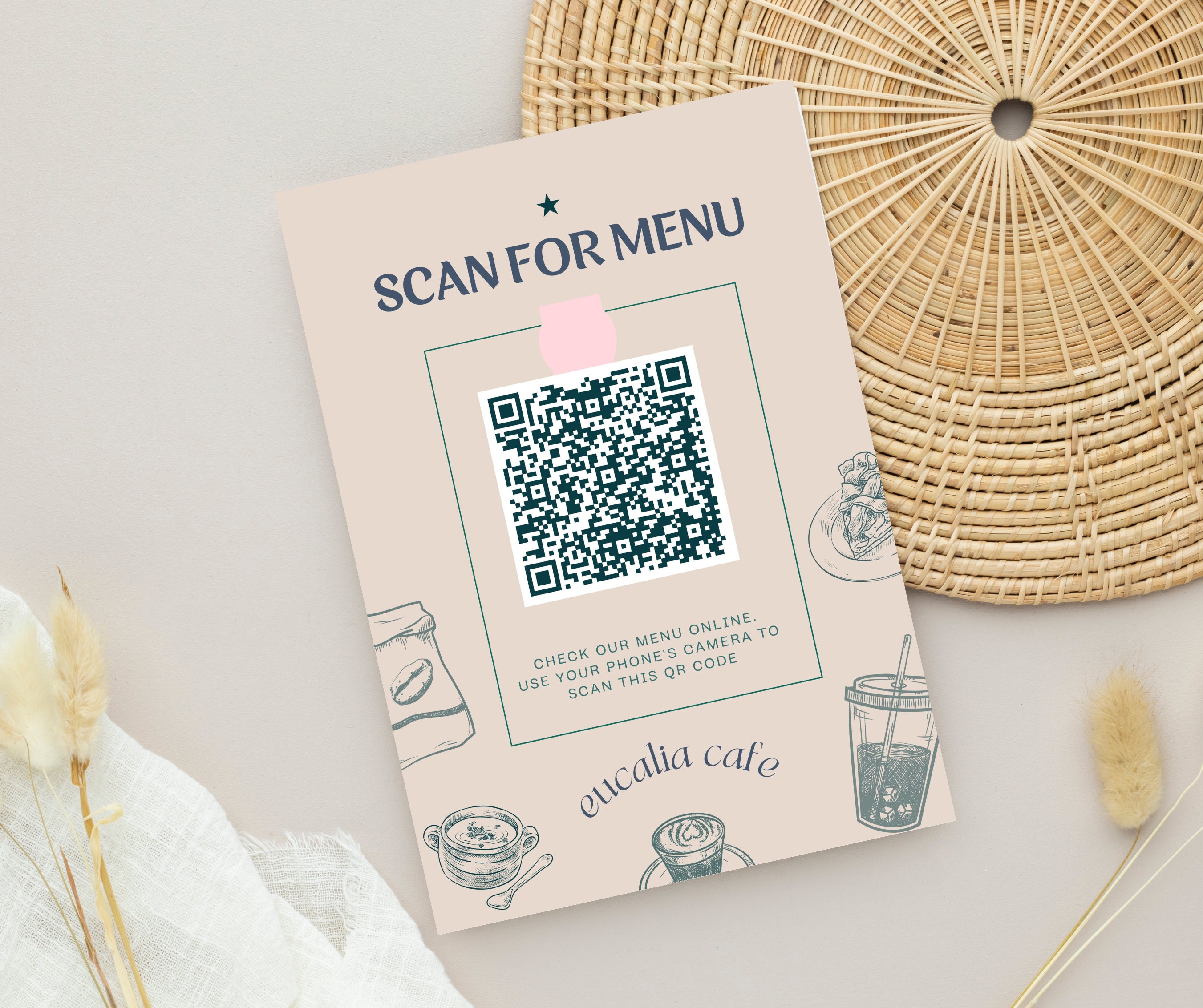 QR Code Sign Food QR Sign Menu Cards Scan for Menu - Etsy Canada