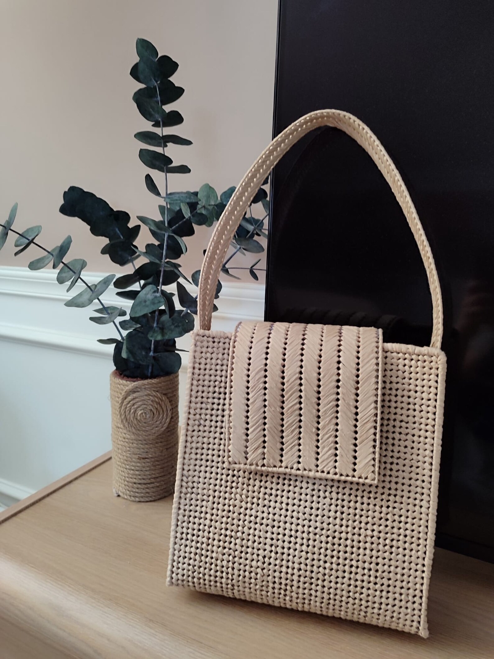 Handmade Special Design Bag , Raffia Rope Bag, Knitted Bag, Shoulder ...