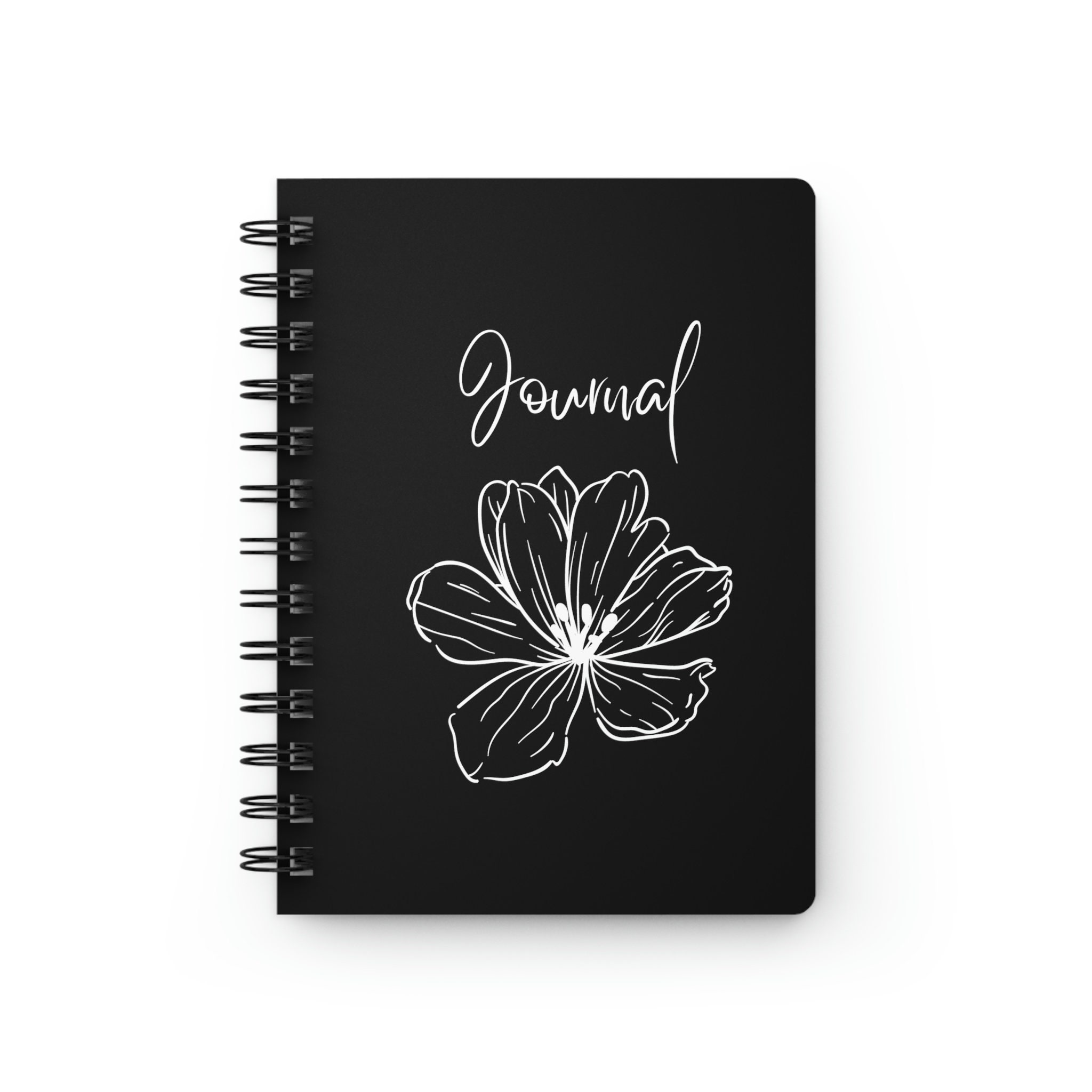 Black Floral Spiral Bound Journal - Etsy