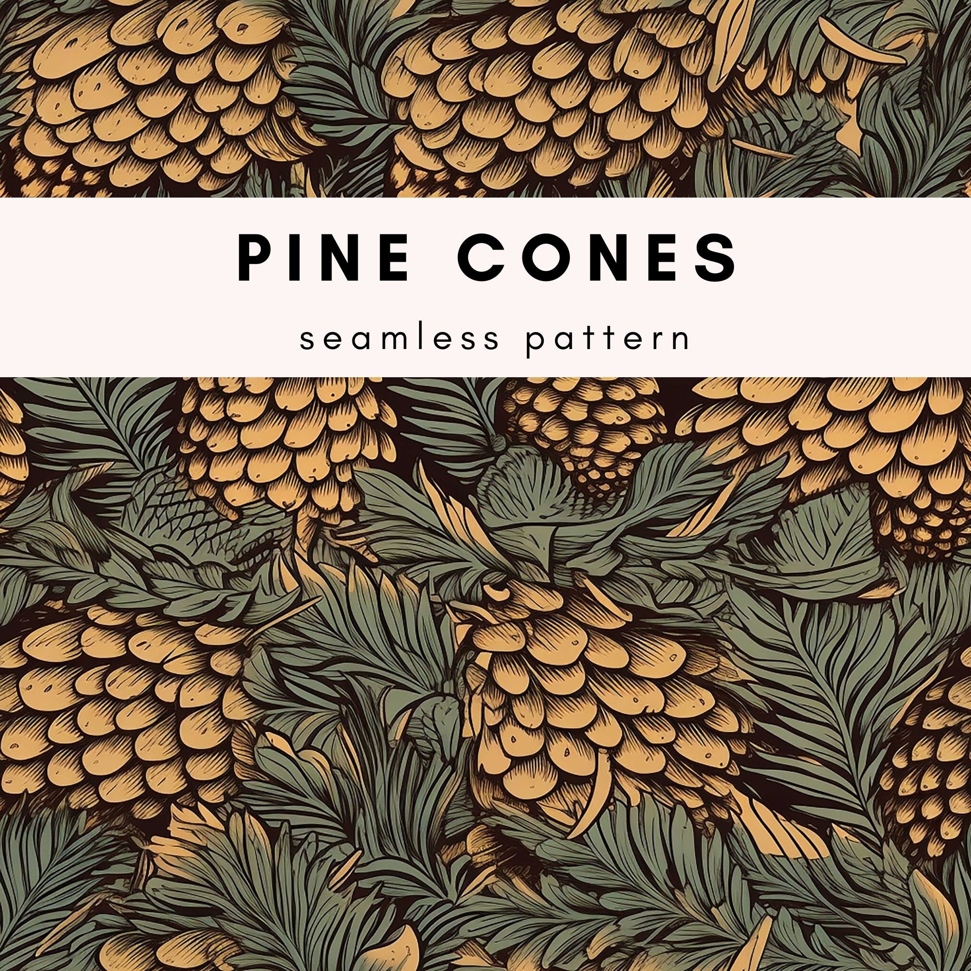 Pine Cones Seamless Pattern, Printable Seamless Design, PNG - Etsy