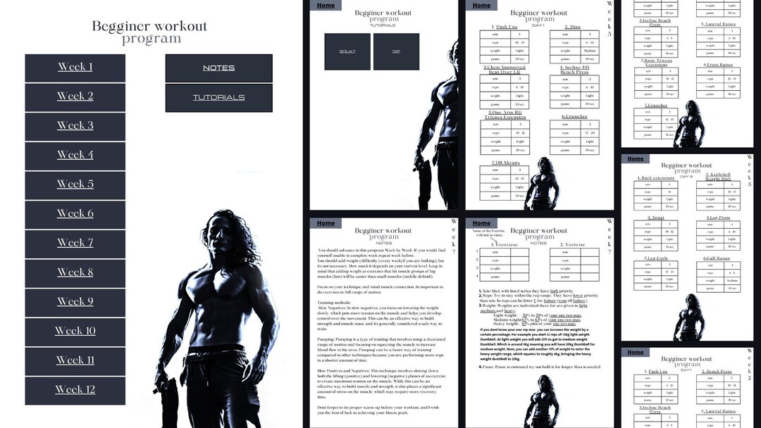 Beginner 12 Week Workout Plan - Etsy