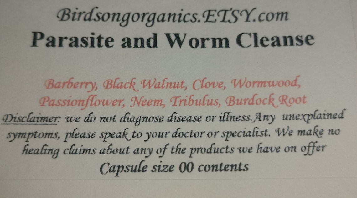 Parasite & Worm Detox Cleanse Capsules Made by Birdsongorganicsau. - Etsy