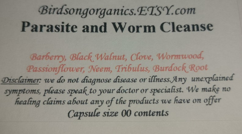 Parasite & Worm Detox Cleanse Capsules Made by Birdsongorganicsau ...