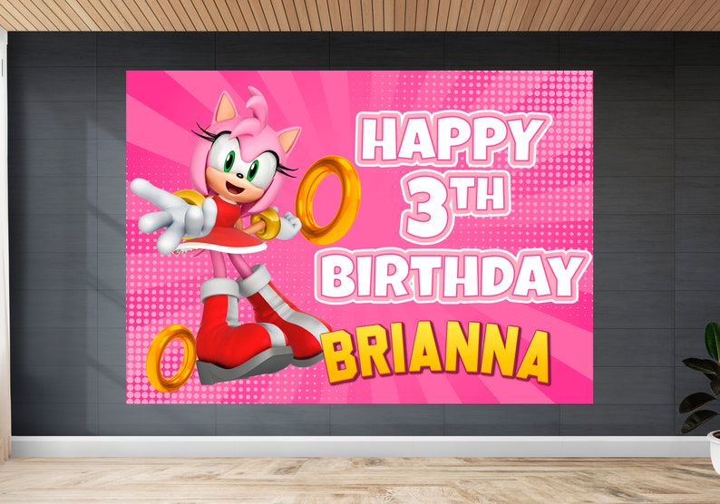 Pink Sonic Birthday Backdrop, Super Sonic Birthday Banner, Sonic Party ...