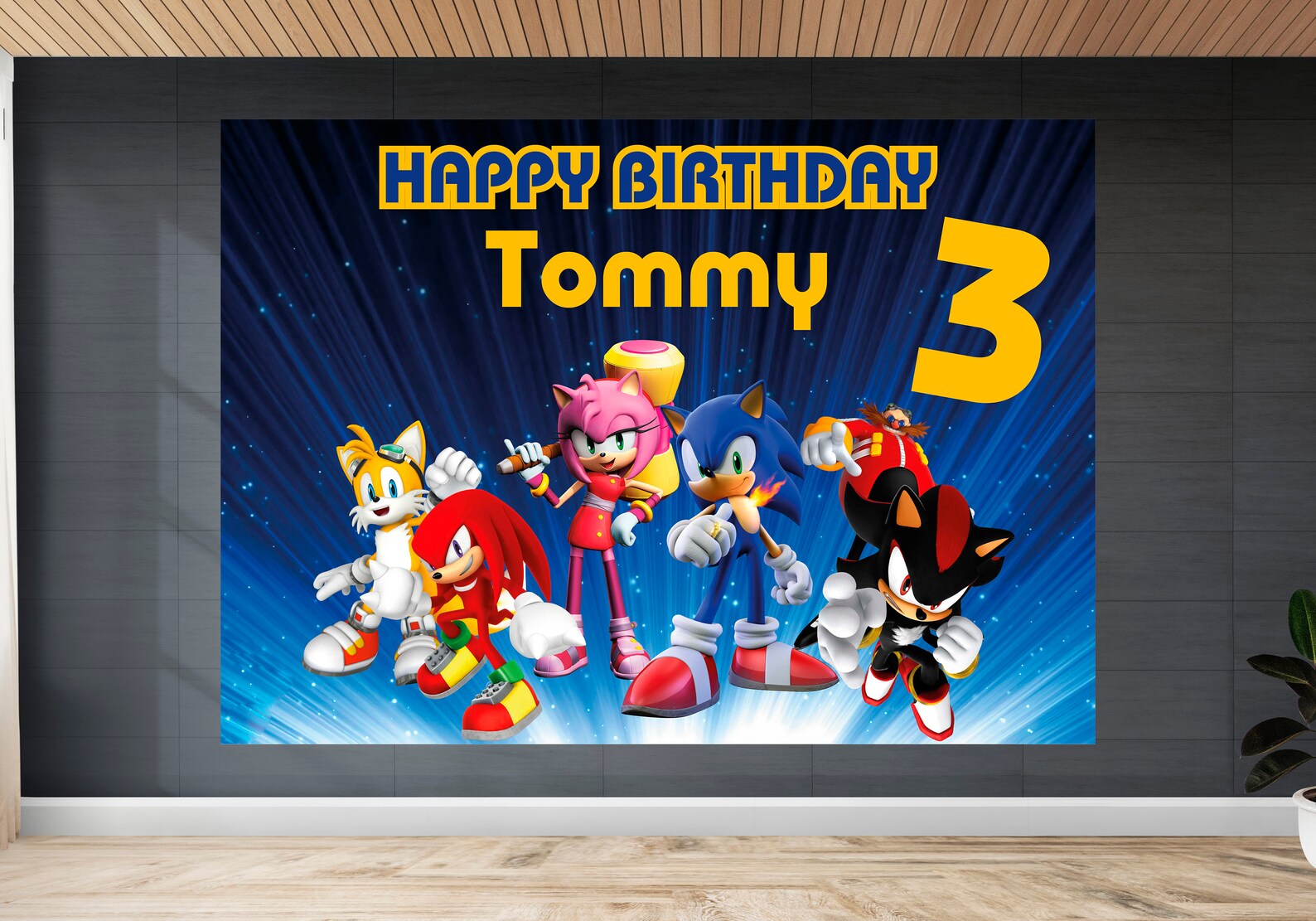 Sonic Birthday Backdrop, Super Sonic Birthday Banner, Sonic Party ...