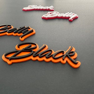 Custom Cursive Font Car Emblem Custom Colors Installs in Seconds 1.5 ...