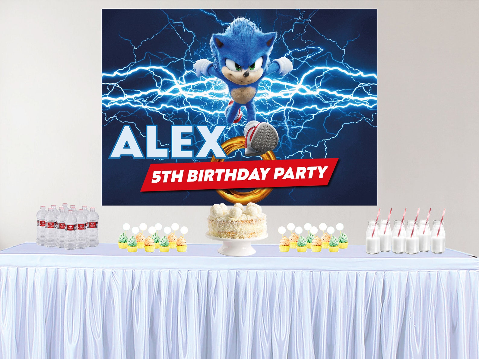 Sonic Birthday Backdrop, Super Sonic Birthday Banner, Sonic Party ...