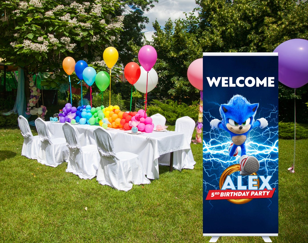 Rollup Sonic Birthday Backdrop, Super Sonic Birthday Banner, Sonic ...