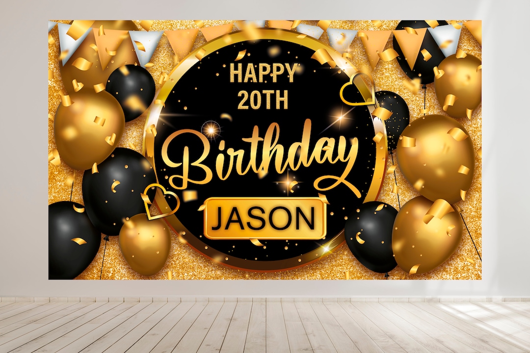 Personalised Happy Birthday Backdrop Background Banner Pink Sign Poster ...